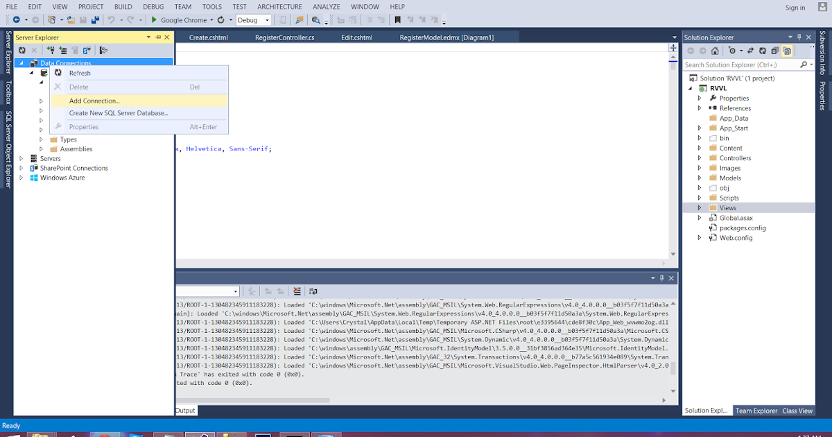 ASP.NET MVC connection to a database ~ Crystal Tenn