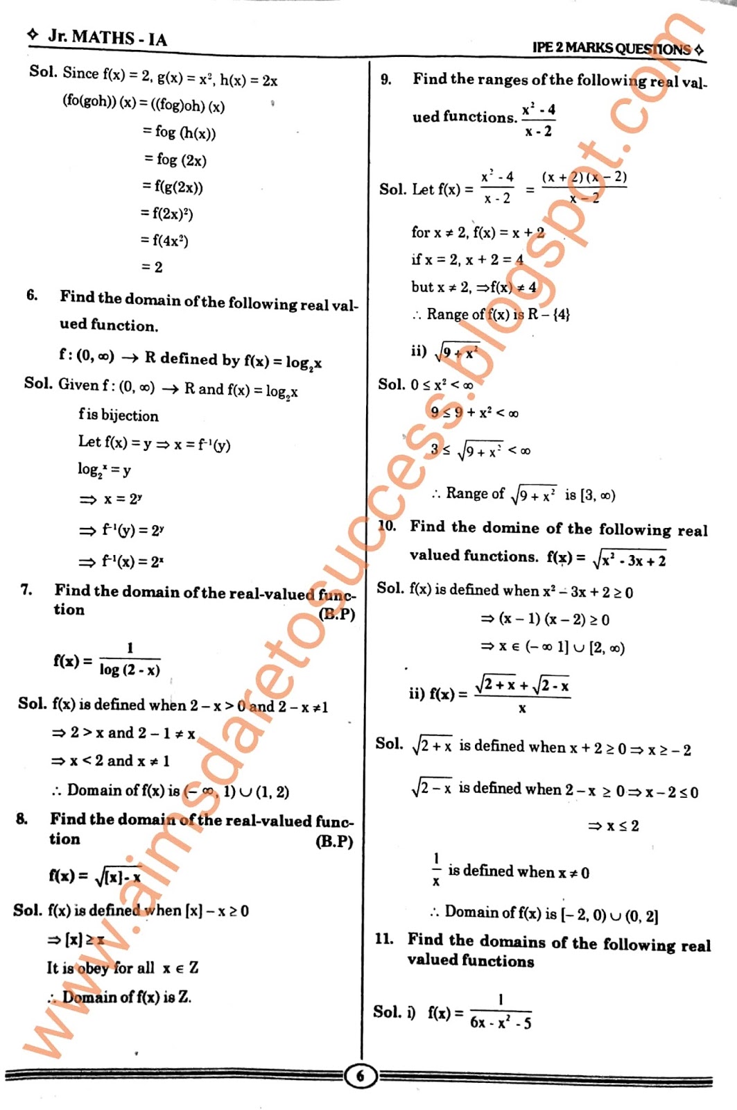 https://www.aimsdaretosuccess.blogspot.com: JR INTER MATHS 1A FUNCTIONS ...