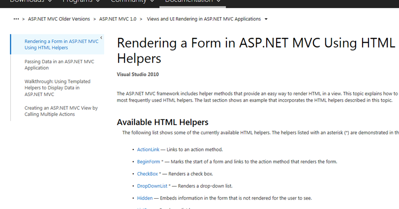 ASP.NET C#: ASP.NET MVC 4 Razor Html.Helpers functions samples