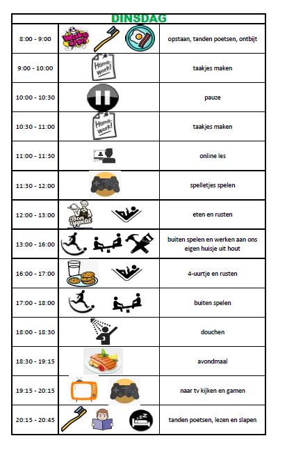 SuperKlas 5: Opdracht: een dagschema maken