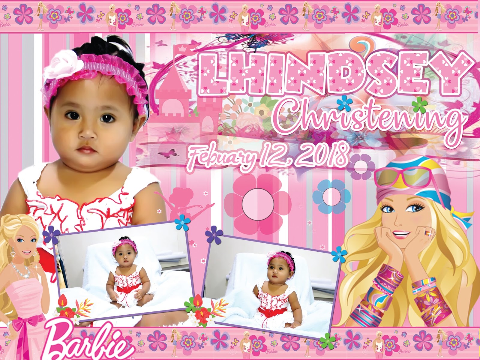 Tarpaulin Design Barbie for Christening Template - Get Layout