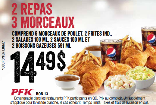 Coupons PFK Québec 2018 | Coupons au Québec