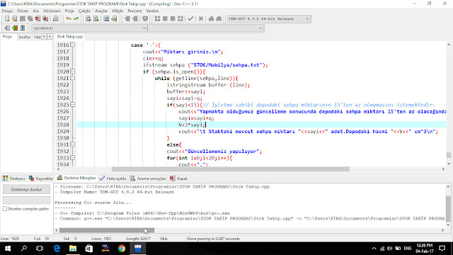 STOK TAKİP PROGRAMI ( C/C++ )