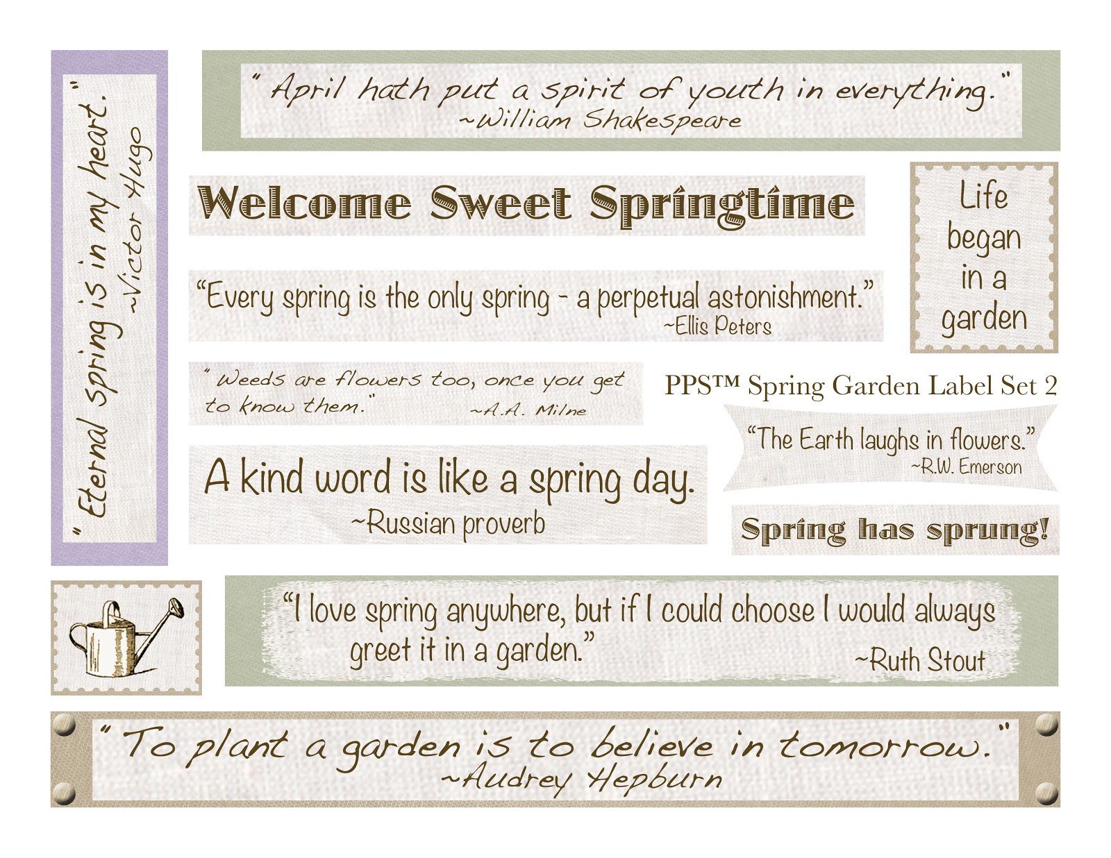 Plush Possum Studio: Spring Garden Label Set