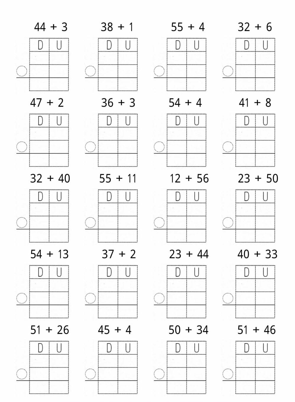 Ejercicios de sumas para imprimir