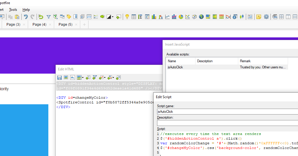 spotfire mentor: Run Javascript when Spotfire Tab clicked