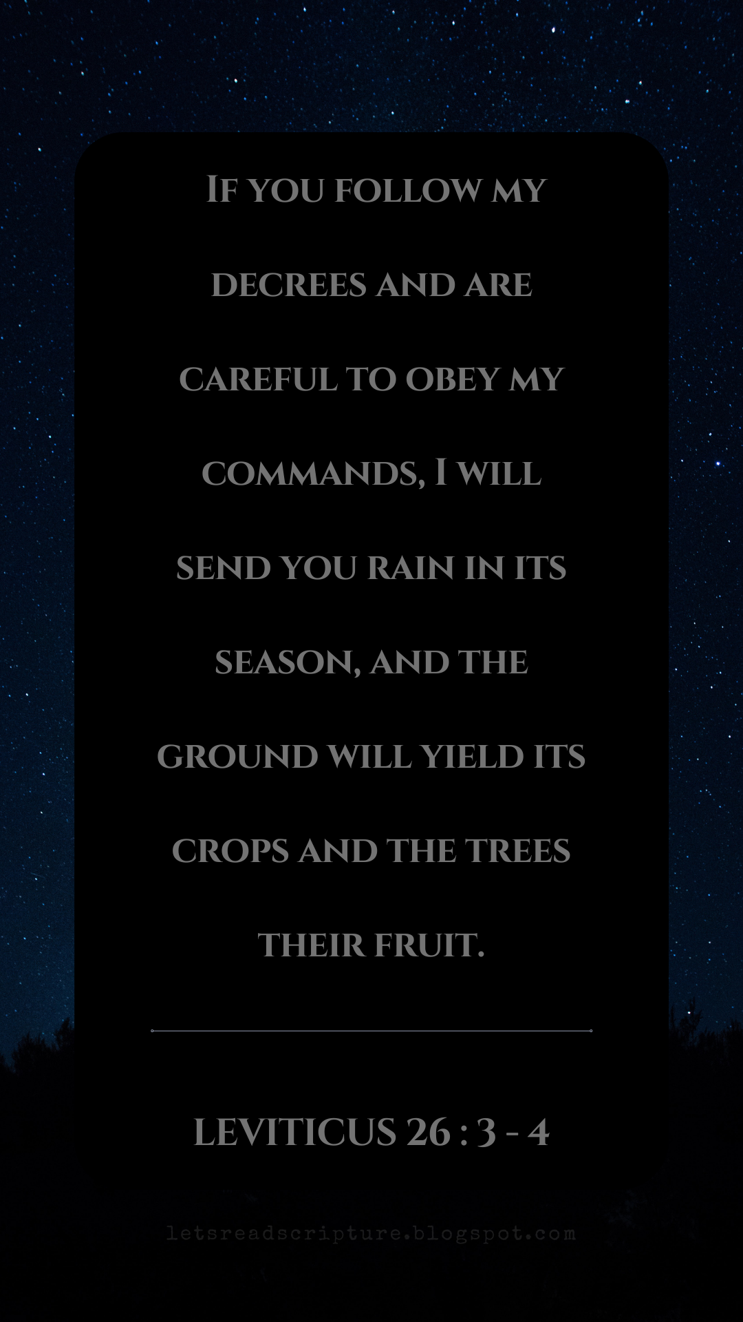 Reward for Obedience, LEVITICUS 26 : 1 - 13