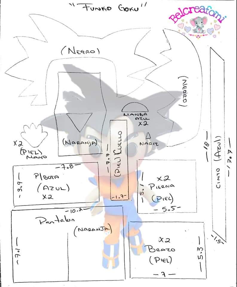 Goku em EVA: Molde grátis para imprimir