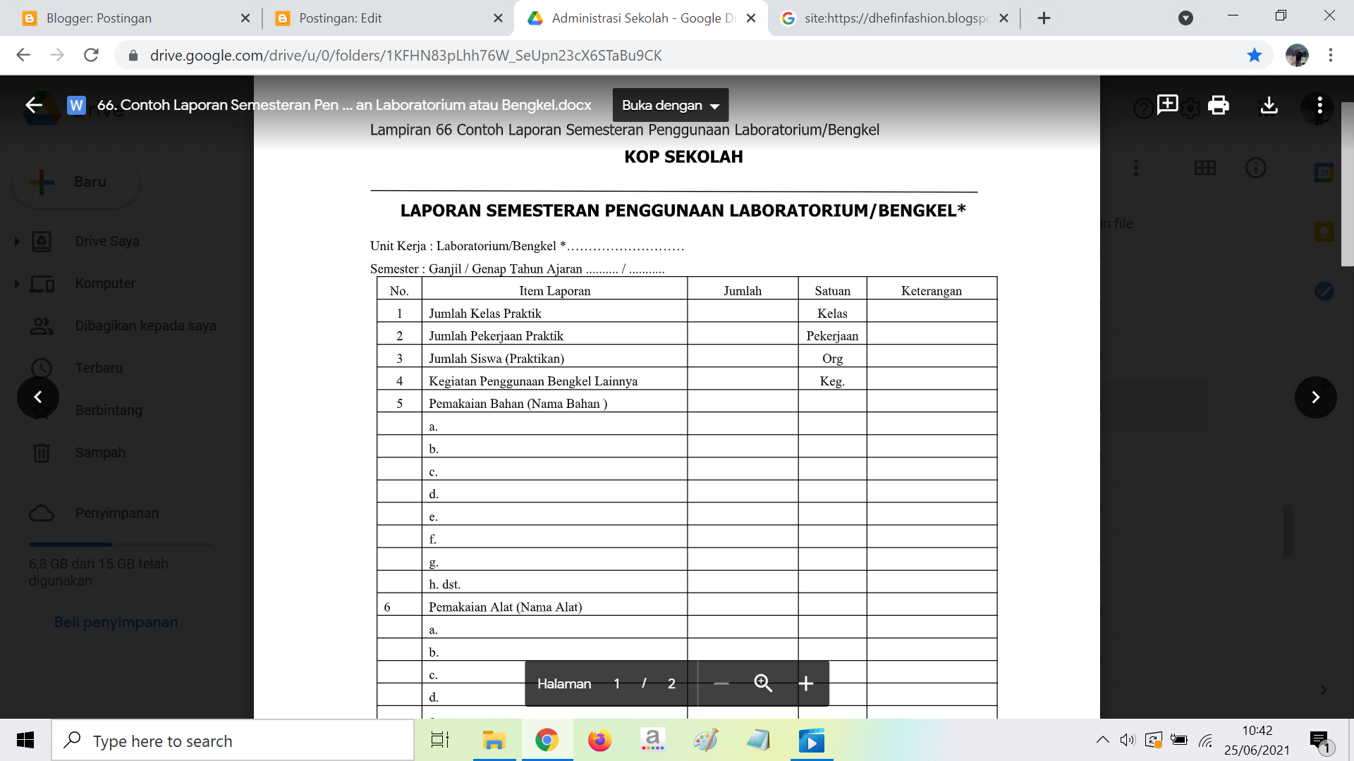 Contoh Laporan Semesteran Penggunaan Laboratorium atau Bengkel ...