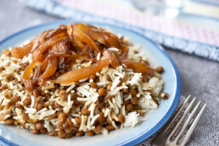Woman in Real Life: Quick Lentils and Rice With Caramelized Spanish ...