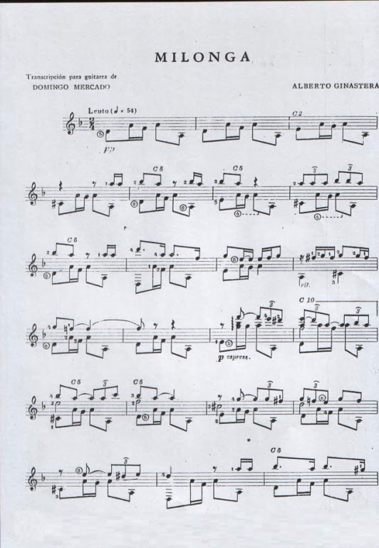 Alberto Ginastera - Milonga | Partituras para Guitarra