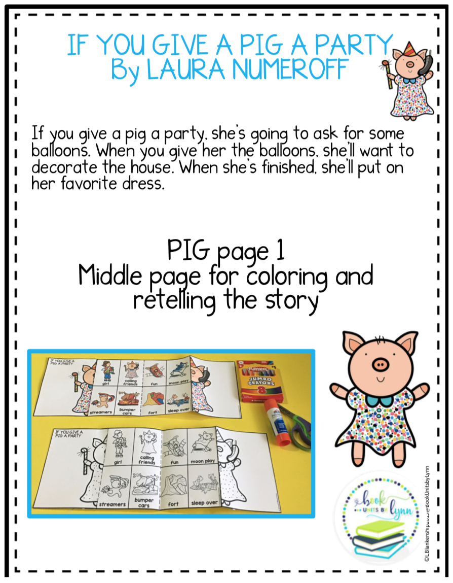IF YOU GIVE A PIG A PARTY BOOK CRAFT ~ Book Units by Lynn