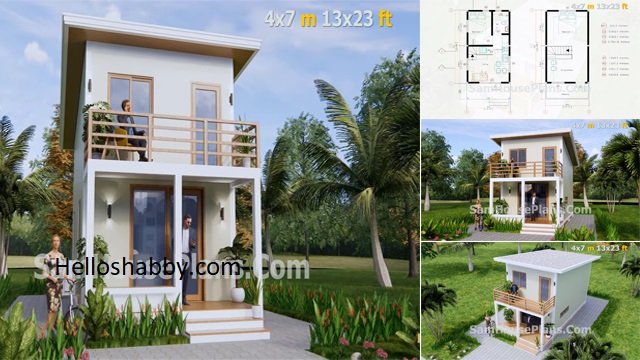 Tiny Two Story House Design 4x7 Meter 13x23 Feet (2 BR) ~ HelloShabby ...