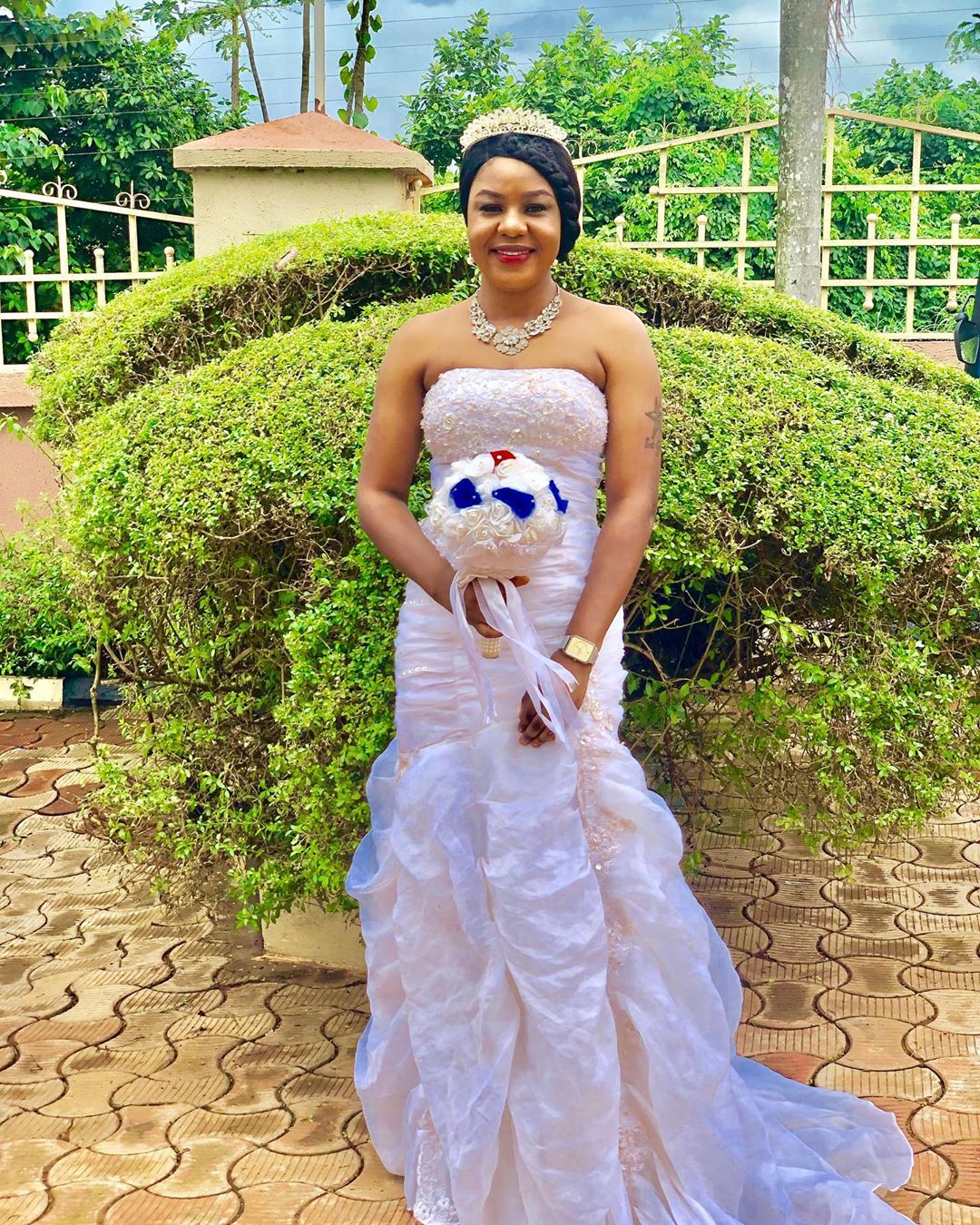 Wedding photos of Jennifer Paul and Jnr Pope on the set of 'Wishes'.