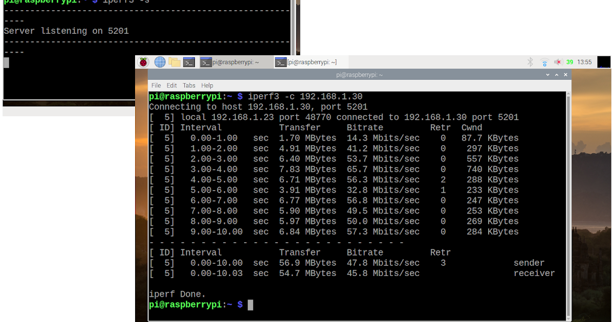 Hello Raspberry Pi: Test network speed between Raspberry Pi using iPerf3
