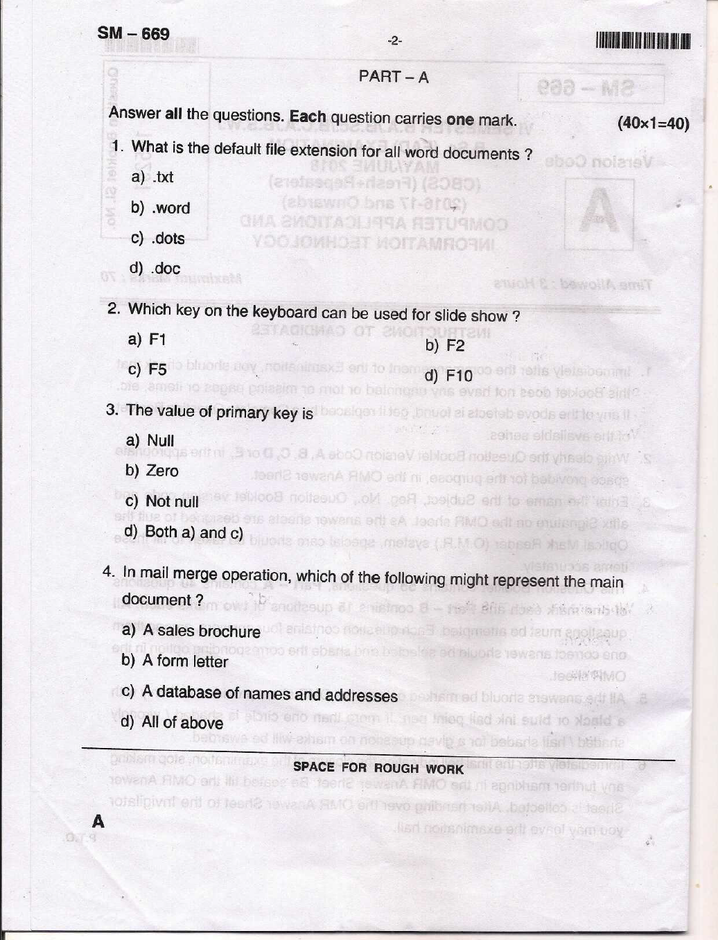 Bangalore University b.a./b.sc./b.c.a. Computer Application And ...