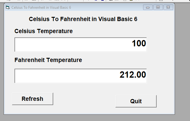 Free Programming Source Codes And Computer Programming Tutorials Celsius To Fahrenheit In