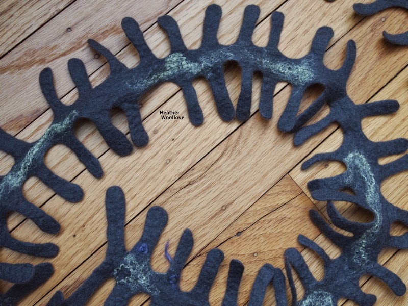 Wool love-functional fiber art: 'Centipede Scarf' Redux