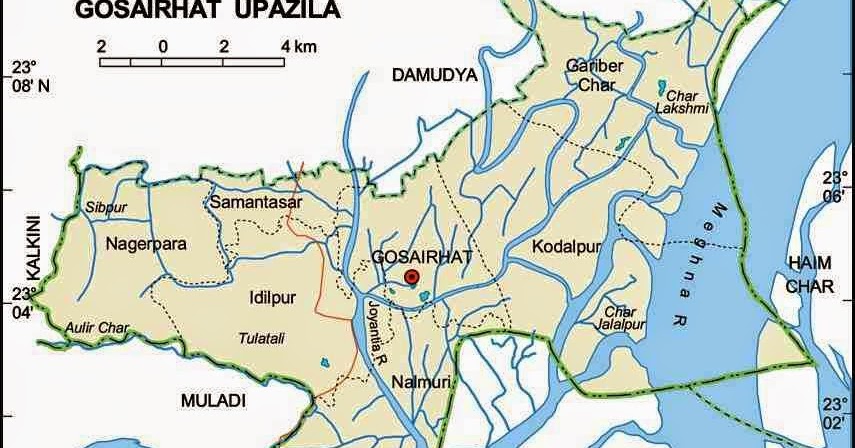 Gosairhat Upazila Map, Shariatpur District, Bangladesh