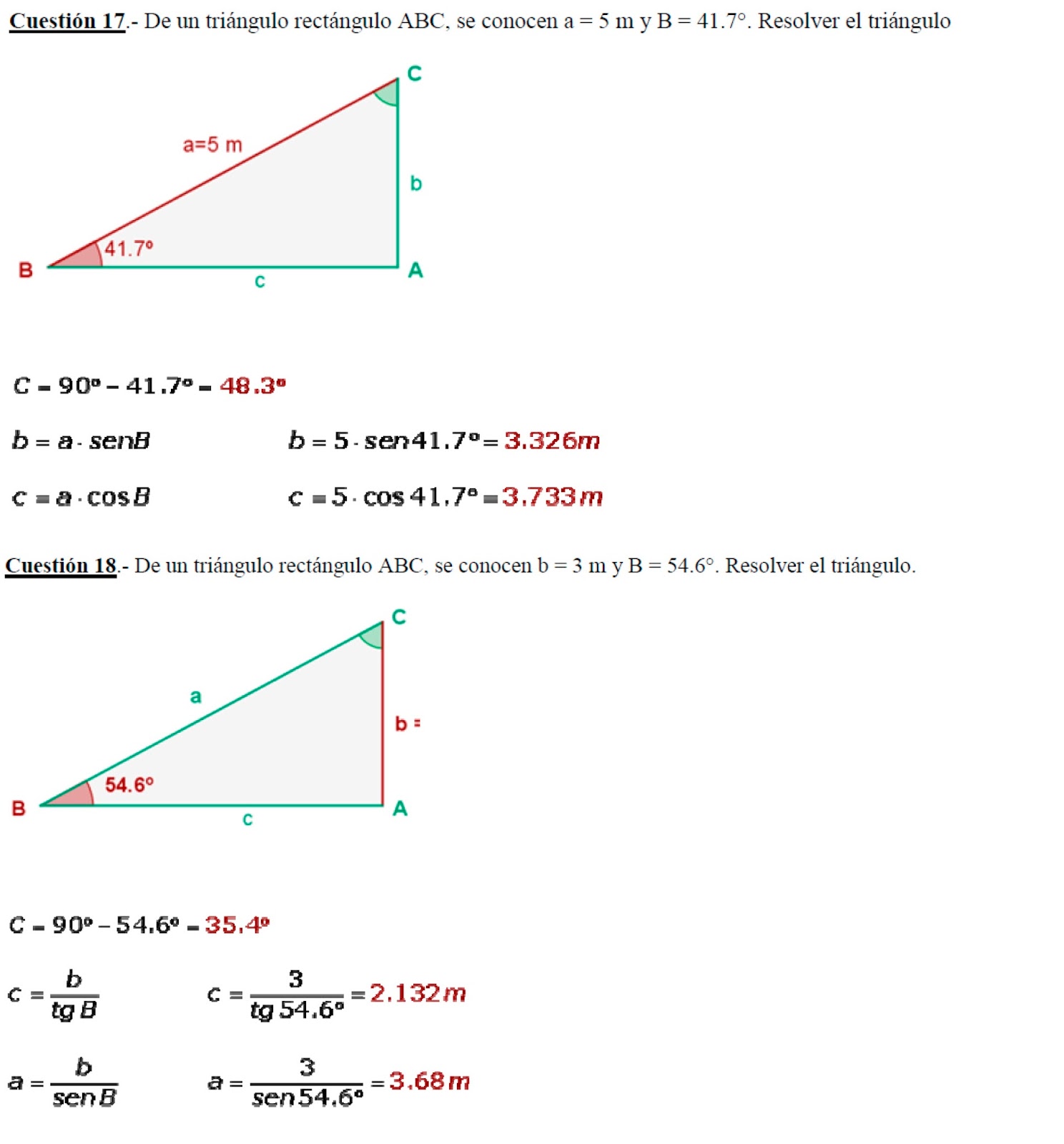 Ejercicios De Trigonometria Para Clase Triangulo Trigonometria Images