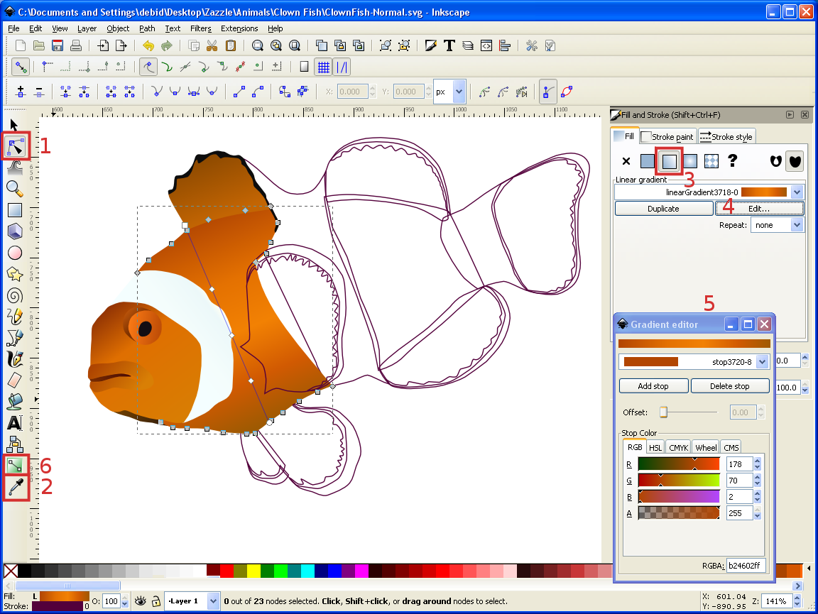 Clown Fish Cafe: How to Create a Vector Clown Fish with Inkscape