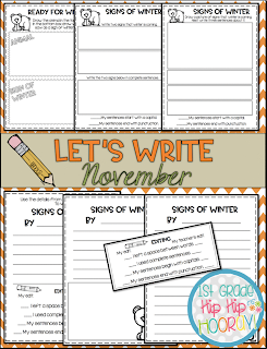 1st Grade Hip Hip Hooray!: Let's Write November!