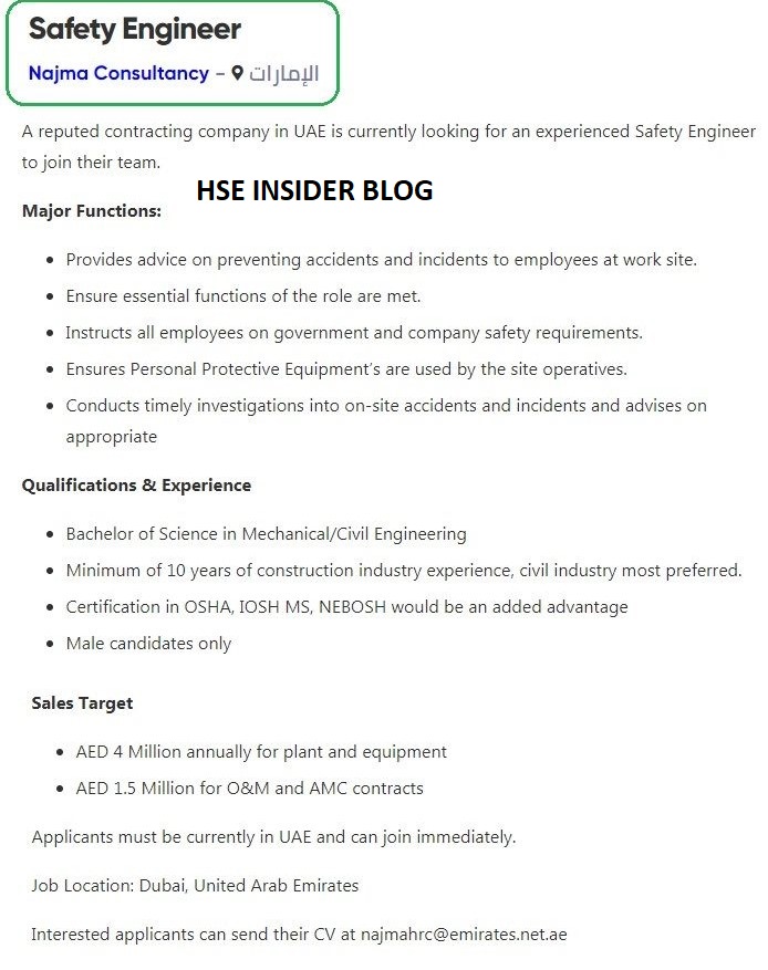 HSE Insider : ( 13 ) - HSE/EHS/SAFETY JOB VACANCIES/OPPORTUNITIES ...