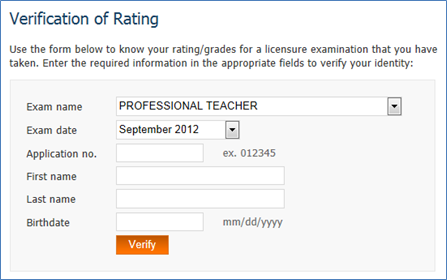 PRC Verification of Rating LET September 2012 - easy steps