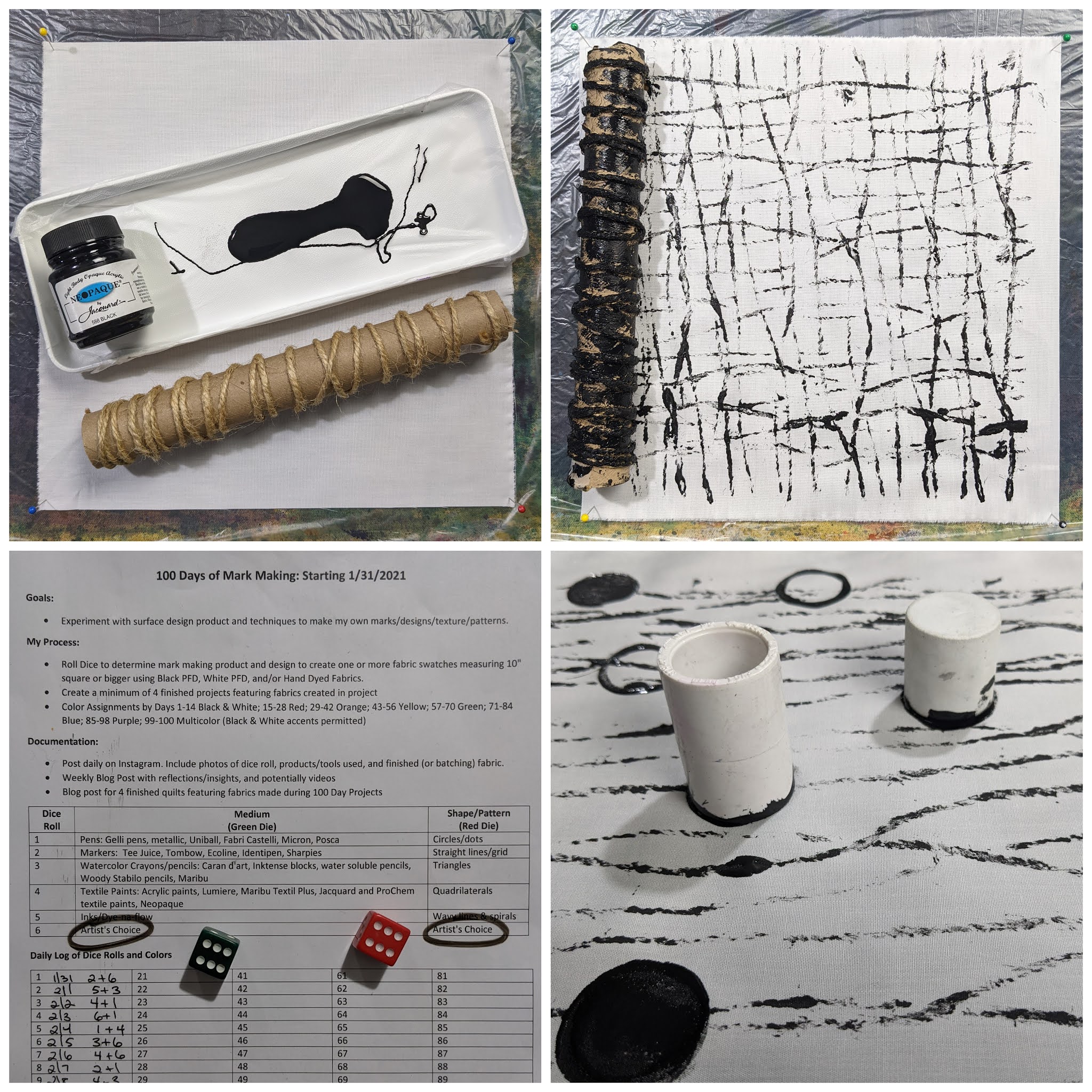 100 Days of Mark Making on Fabric: Week 2