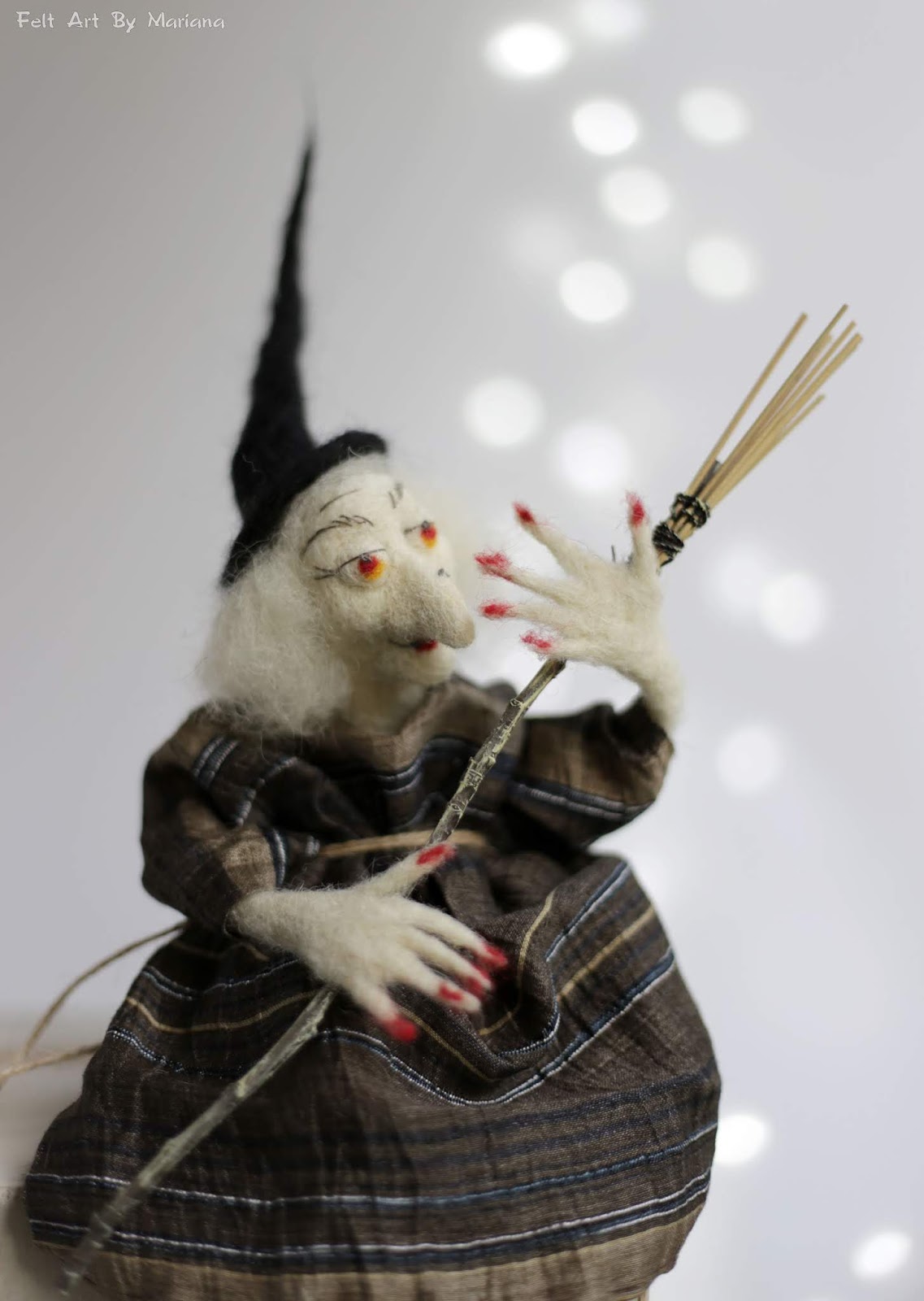 Felt Art By Mariana: Needle Felted Witch With A Flying Broom For This ...