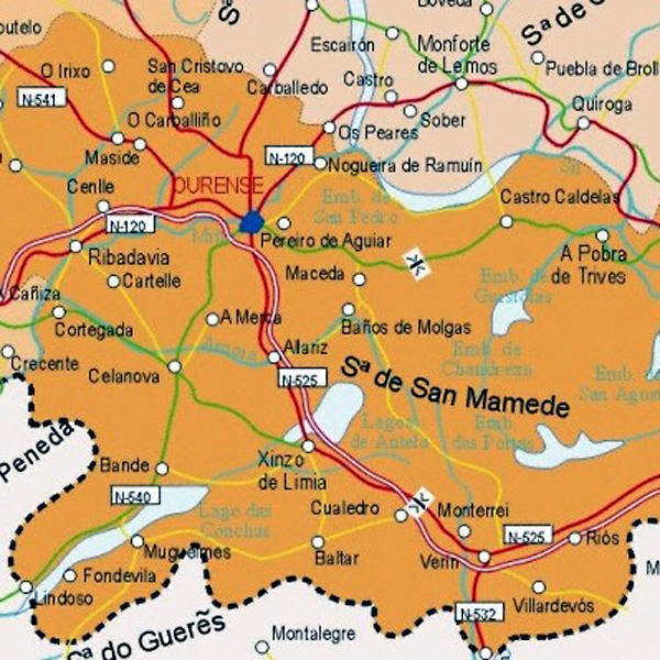 Ourense Mapa Ciudad de la Región | España mapa de la ciudad
