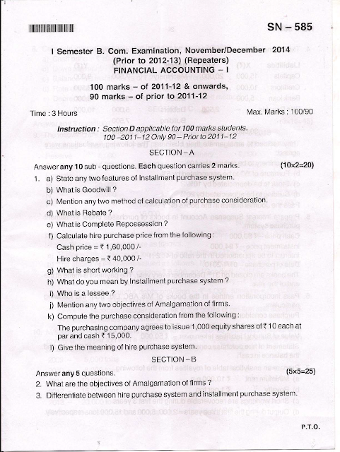 Bangalore University B.Com. FINANCIAL ACCOUNTING-I Nov/Dec 2014 ...