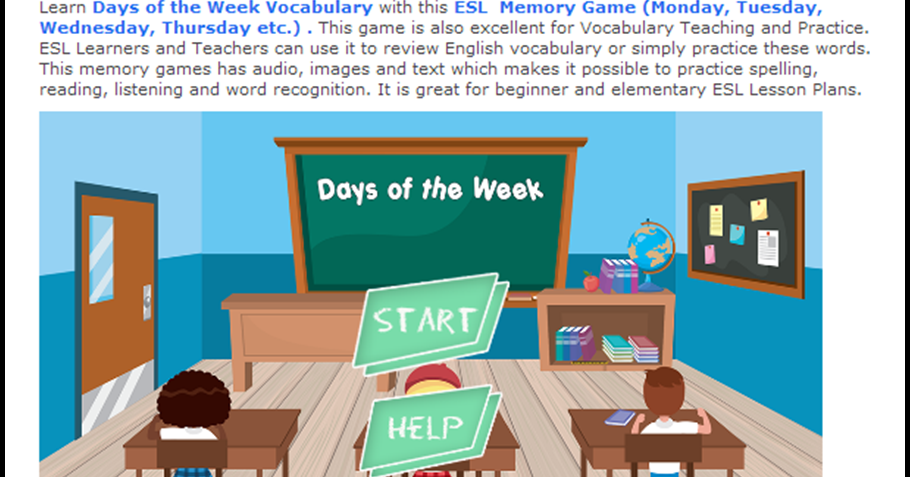 OUR WAY TO LEARN ENGLISH: DAYS OF THE WEEK GAME