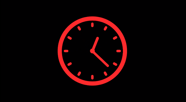 New red color counting down clock animation video footage on black ...