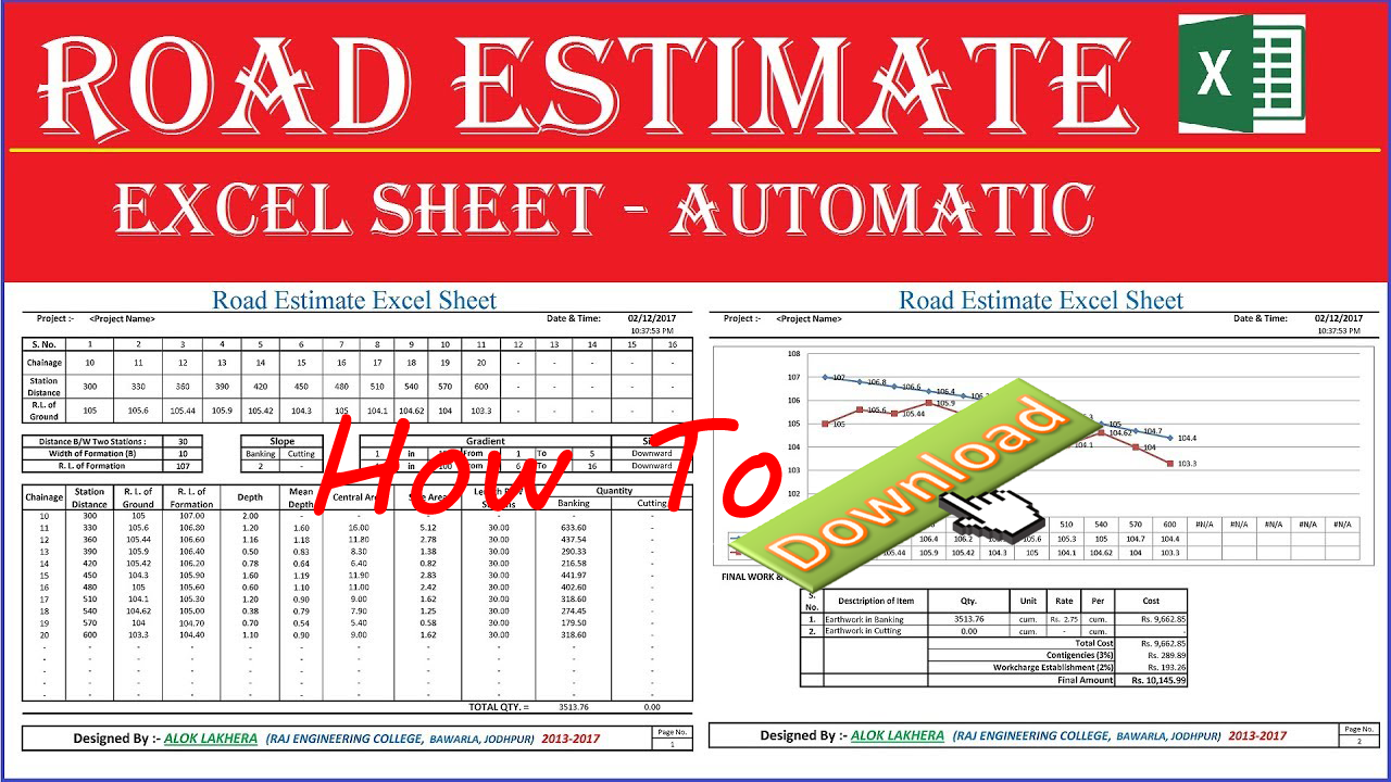 Road Estimate Software / Excel Sheet - How To Download (English)