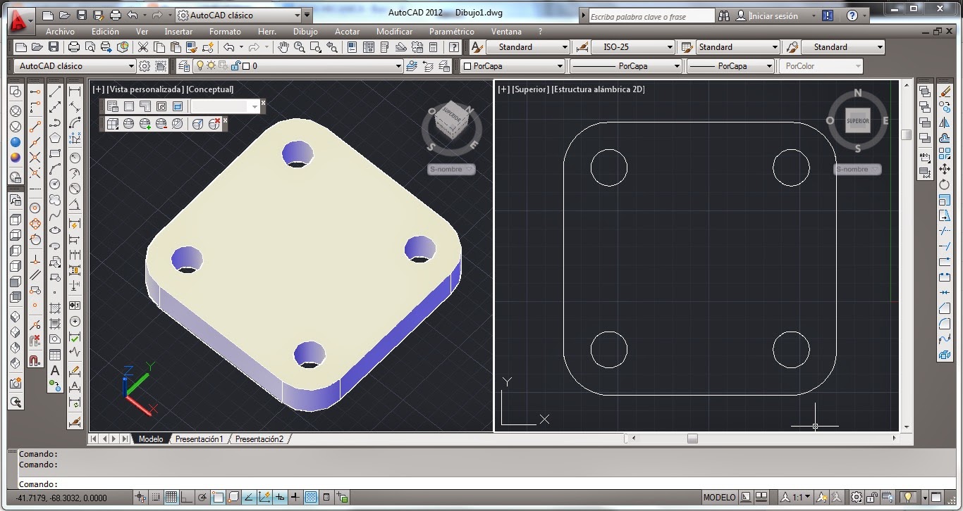 PIEZA MECANICA - AUTOCAD 3D