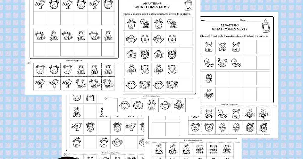 A Little Train: Cute animal AB patterns. Copy, extend, complete and ...