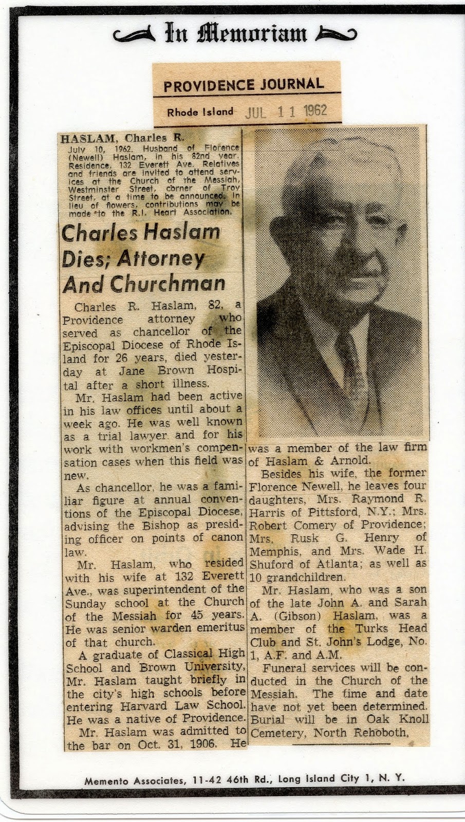 My Routes to Rhode Island: Charles Raymond Haslam