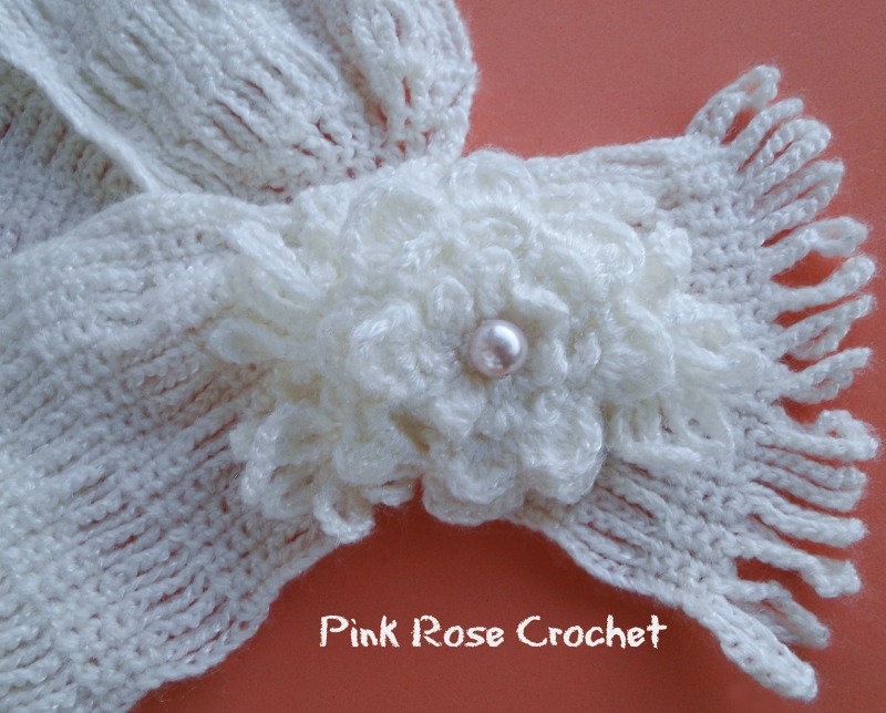 Pink Rose Crochet: Gola Cachecol Flor Pérola