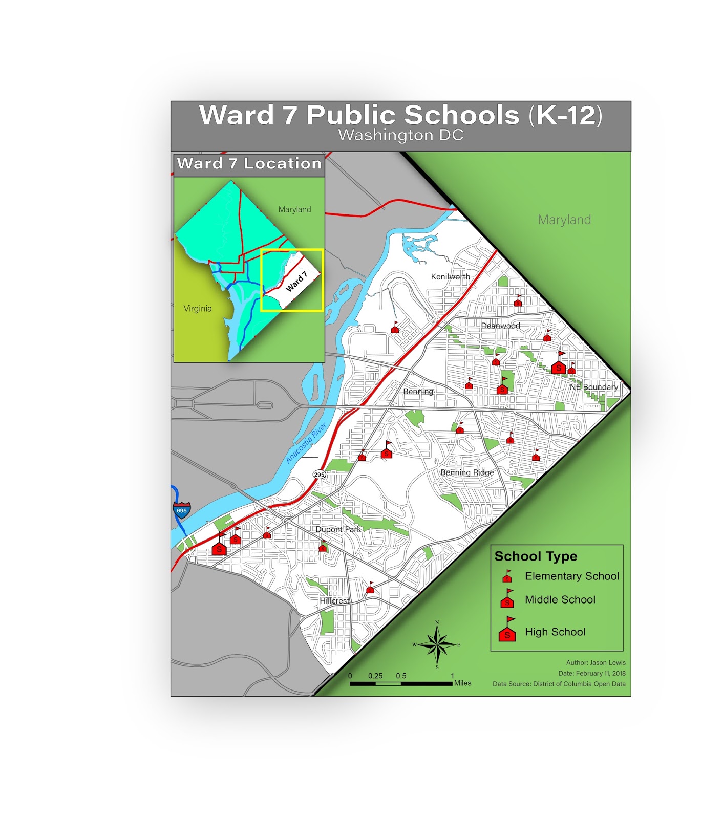 Jason's GIS Adventures: Cartographic Design - Ward 7 Public Schools
