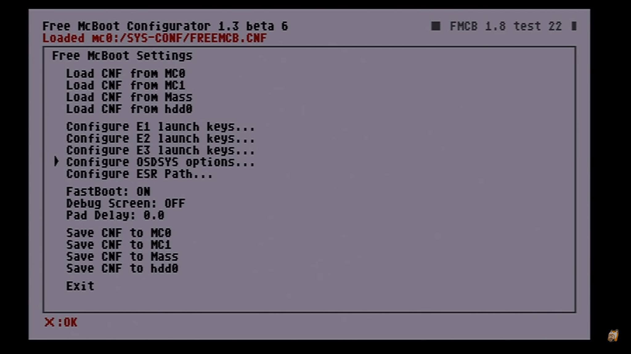 ps2 Free McBoot FMCB導入後のメニューに新規追加&編集する方法