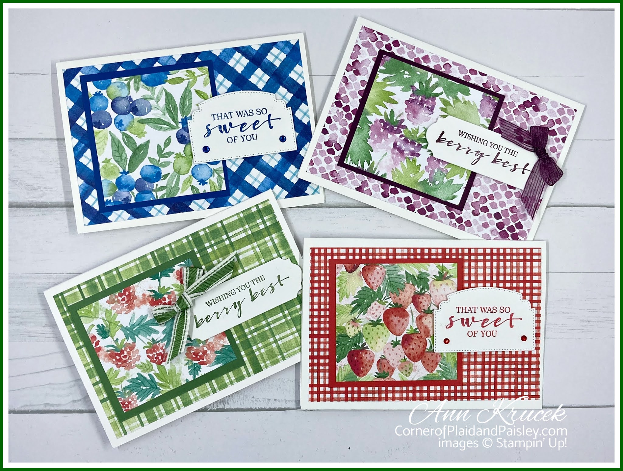 Berry Delightful Note Cards - Stampin' Up Sale-a-bration - Corner of ...