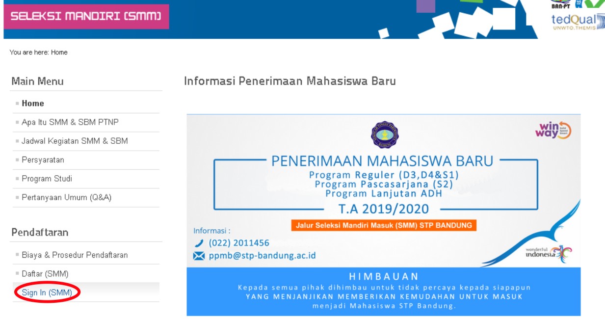 Silahkan login menggunakan No.Pendaftaran dan Password yang telah ...