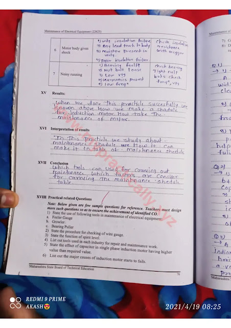 22625 Maintenance of electrical equipments Solved Lab Manual Answers ...