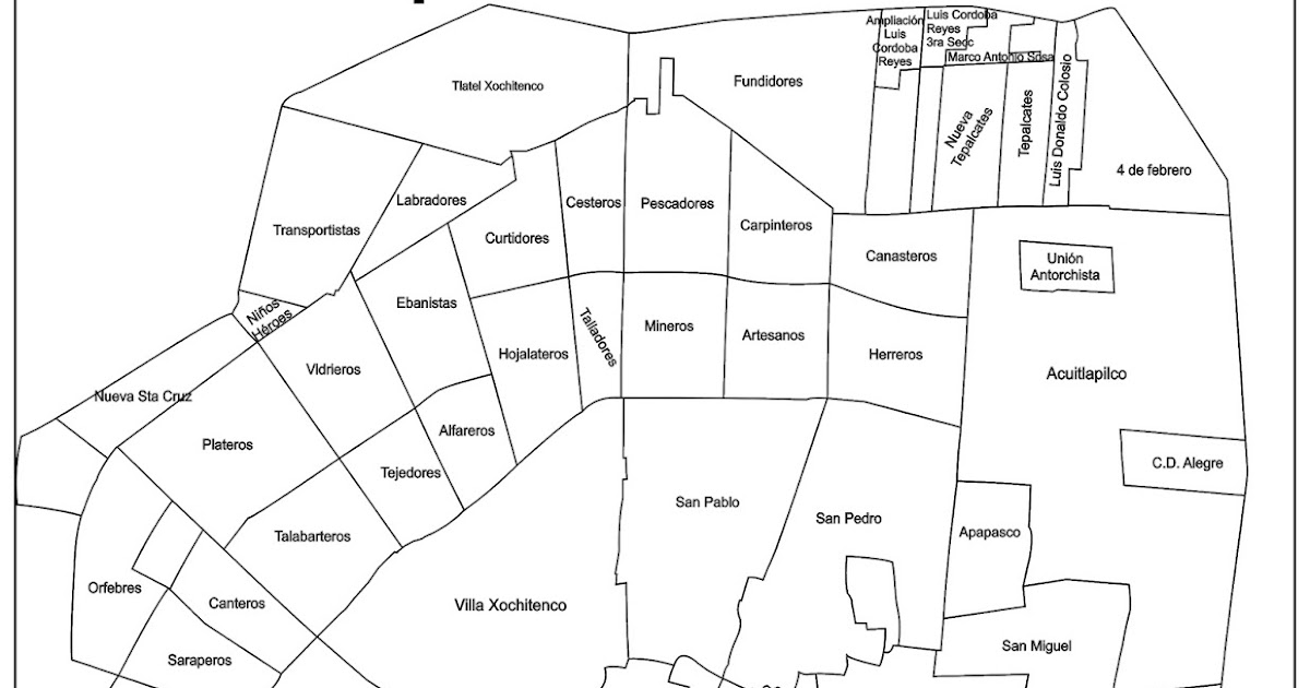 Chimalhuacán, Mapa con y sin nombres de chimalhuacan