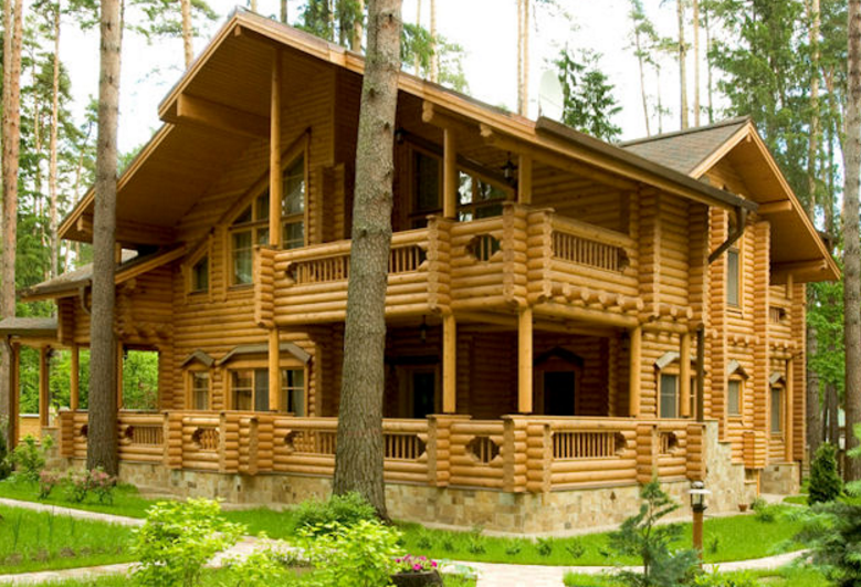 Wooden Luxurious Mansion with two living rooms and Sauna | Timber Frame ...