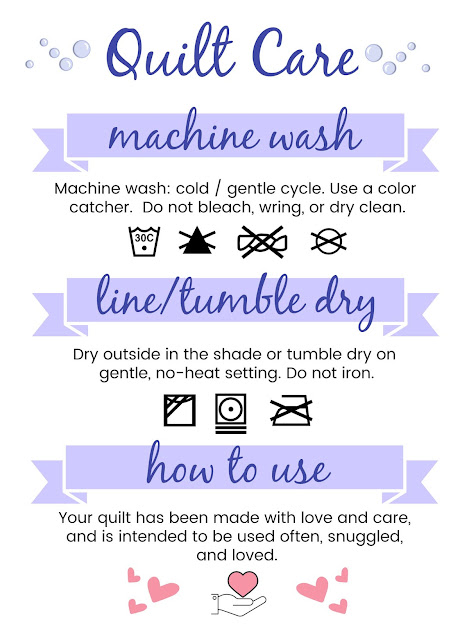 Gifting Quilts + Washing Instructions Free Download | Campbell Soup Diary