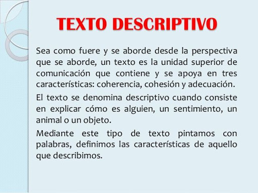 Clase texto descriptivo Lenguaje grado 4