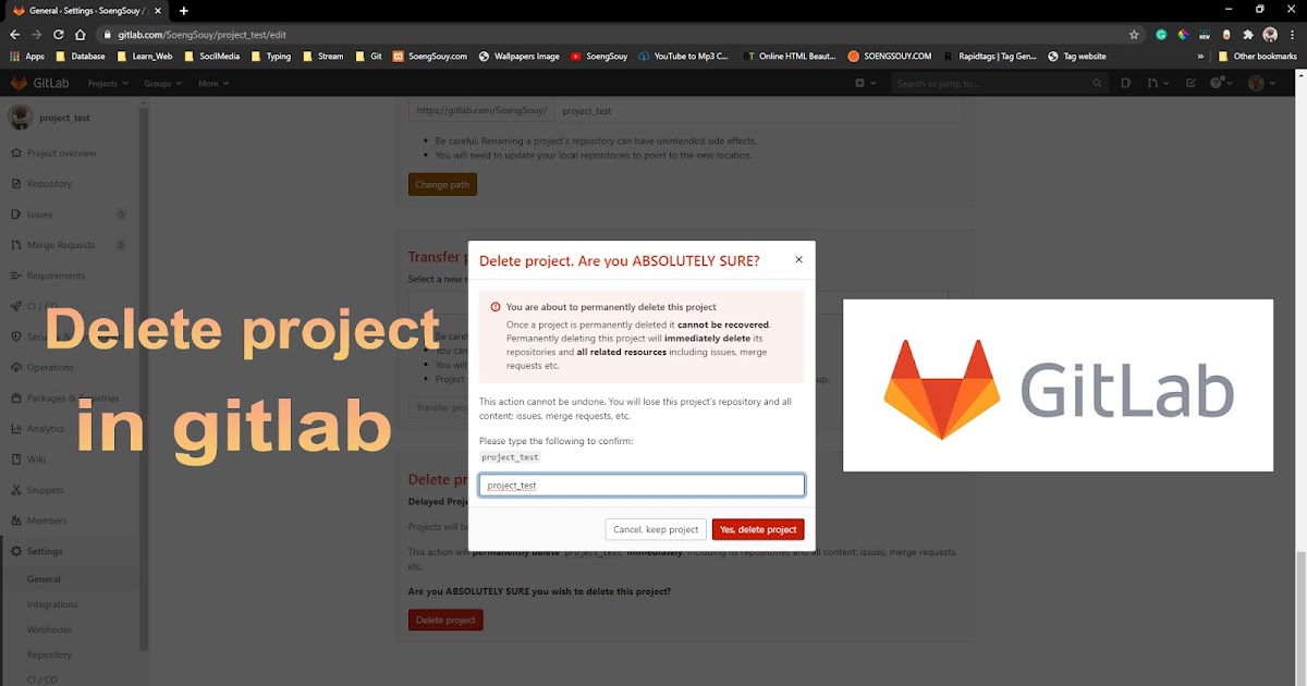 How to delete project in GitLab