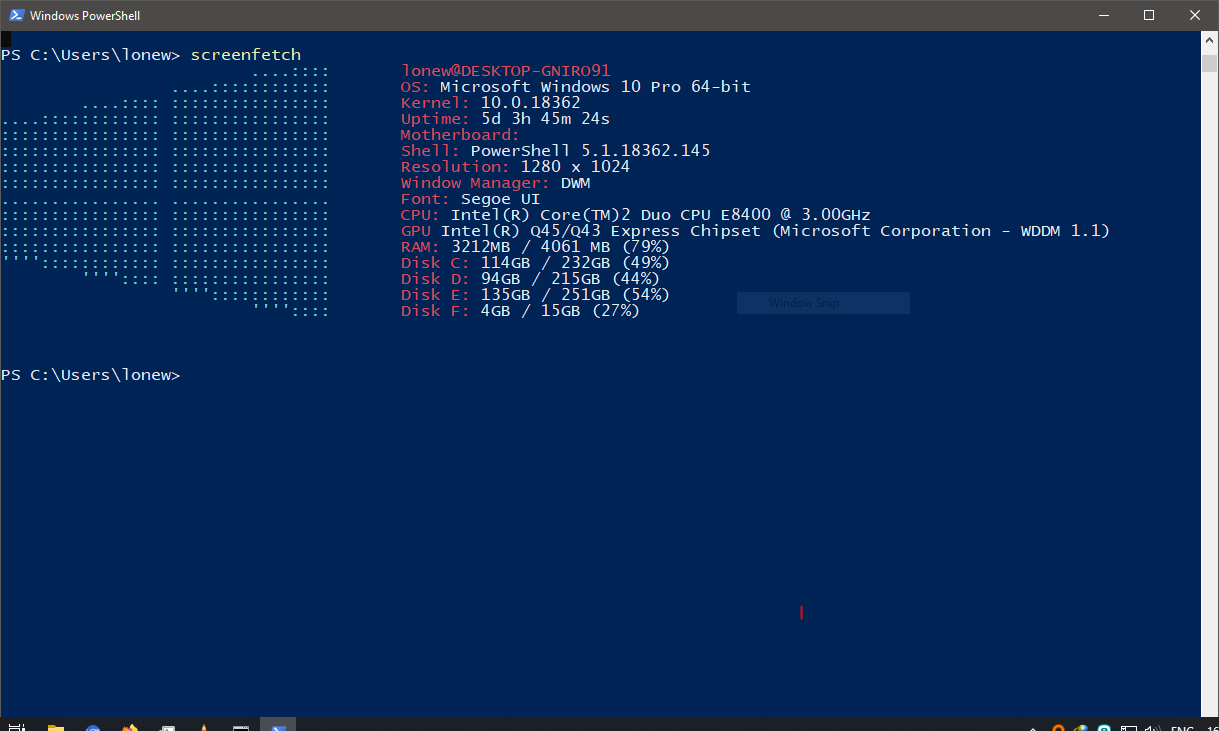 Install Screenfetch or Neofetch on Windows 10 Using PowerShell Install Screenfetch or Neofetch on Windows 10 Using PowerShell